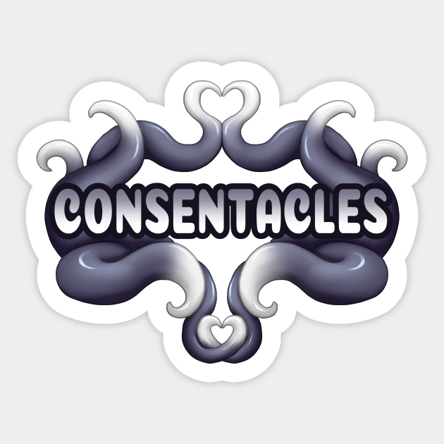 Black and White Consentacles - Tentacles - Sticker | TeePublic